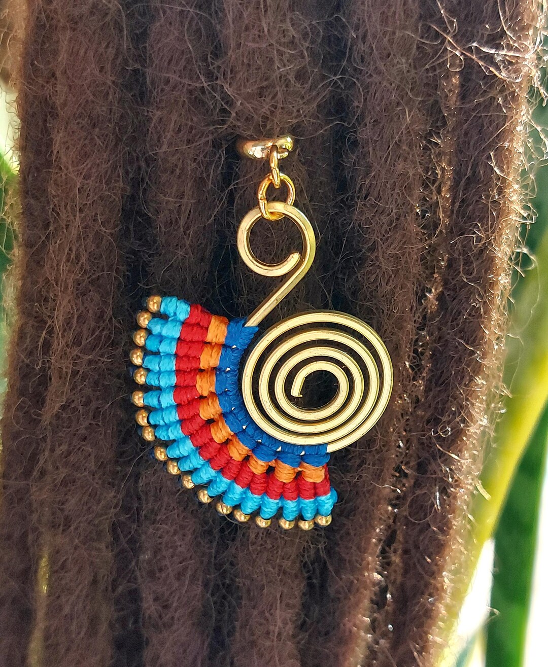 Large Woven Rainbow Inspired Loc Cuff 6mm, Global Style Hair Charm ...