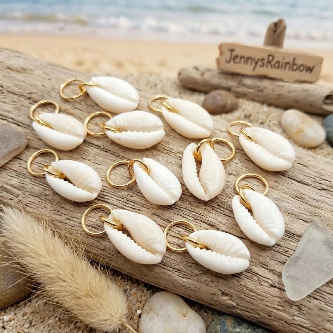 12 Small Cowrie Shell 8mm Hair Rings: Gold Plated Braid Jewelry for ...