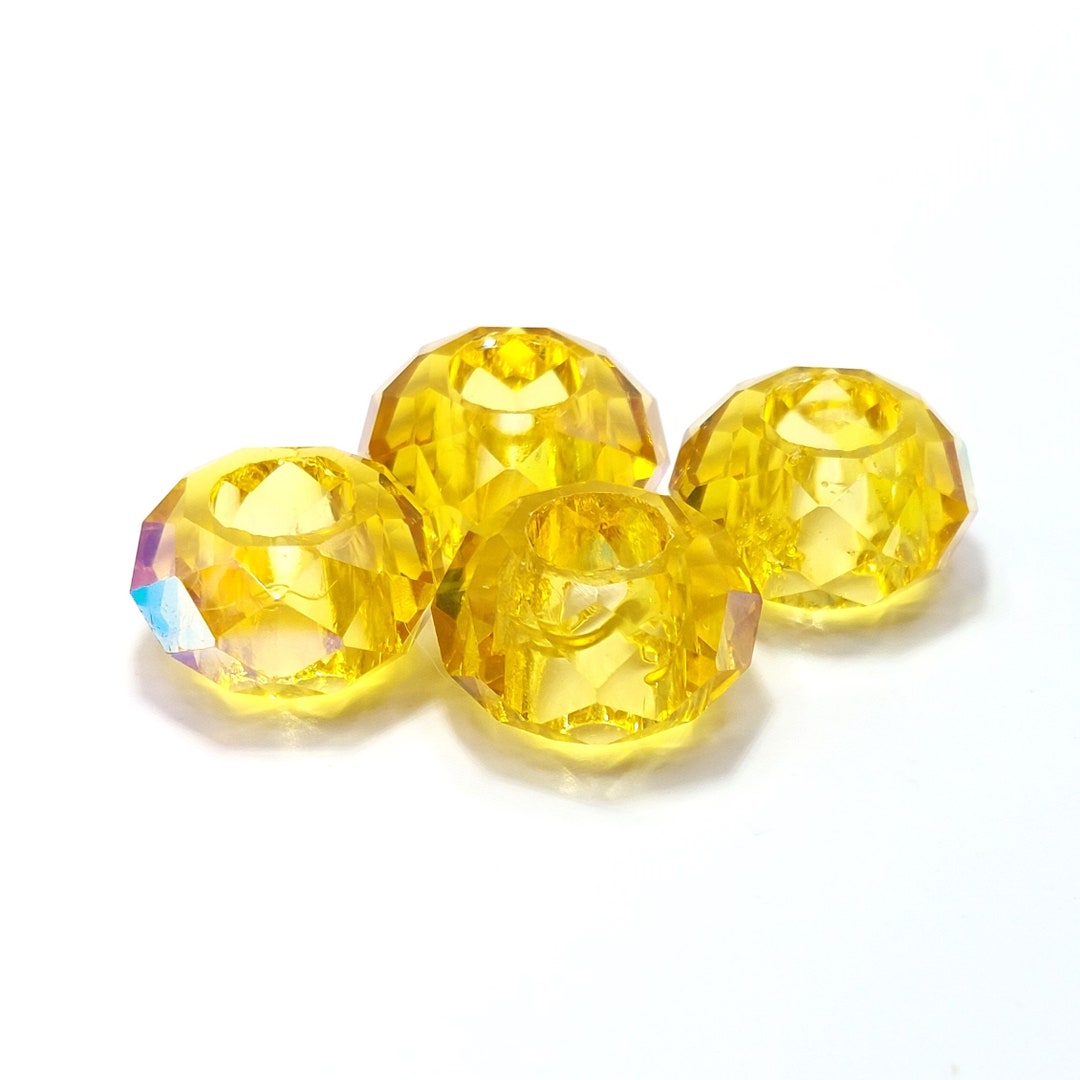 Gold AB Crystal Glass Rondelle Loc Beads 5mm Hole 4 Pc Dread - Etsy