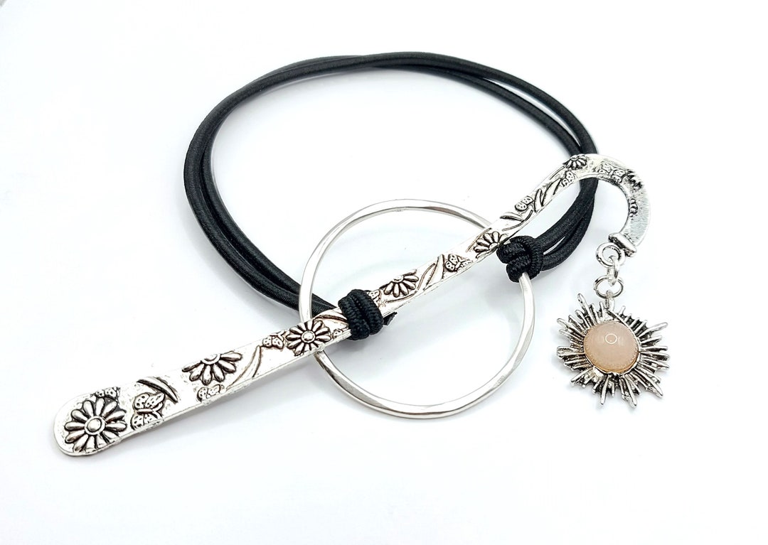 Silver Flower & Sunburst Charm Linking Ring 8 Dread Tie, Loc Tie, Dread ...