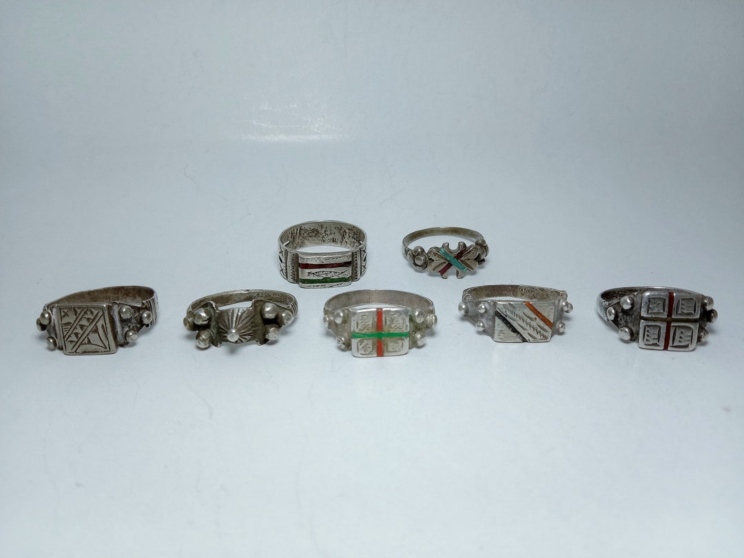Tuareg Jewelry, 7 Old Silver Tuareg Rings, Tribal Ethnic Ring, Old ...