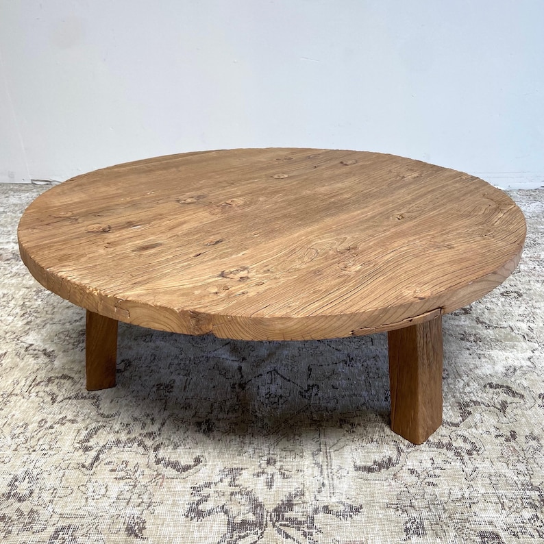 Wooden Rustic Round Coffee Table Rustic Low Dining and - Etsy