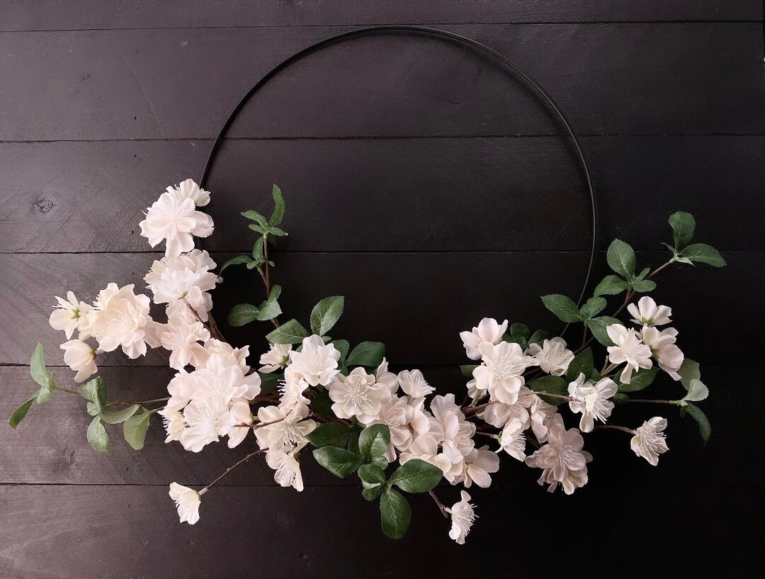 Cream Colored Cherry Blossom Wreath, Cherry Blossom Wreath, Spring ...