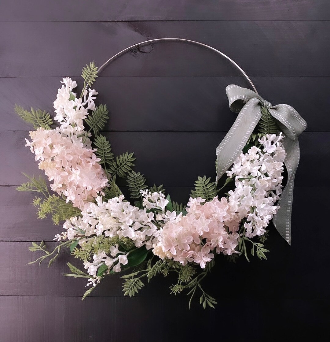 Lilac Hoop Wreath, Lilac Wreath, Modern Spring Wreath, Modern Door ...