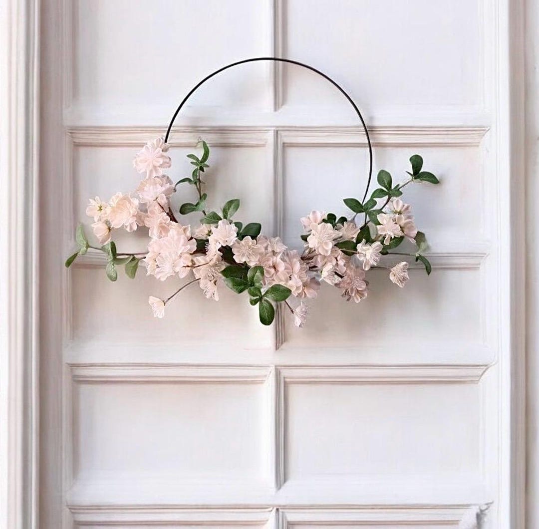 Cream Colored Cherry Blossom Wreath, Cherry Blossom Wreath, Spring ...