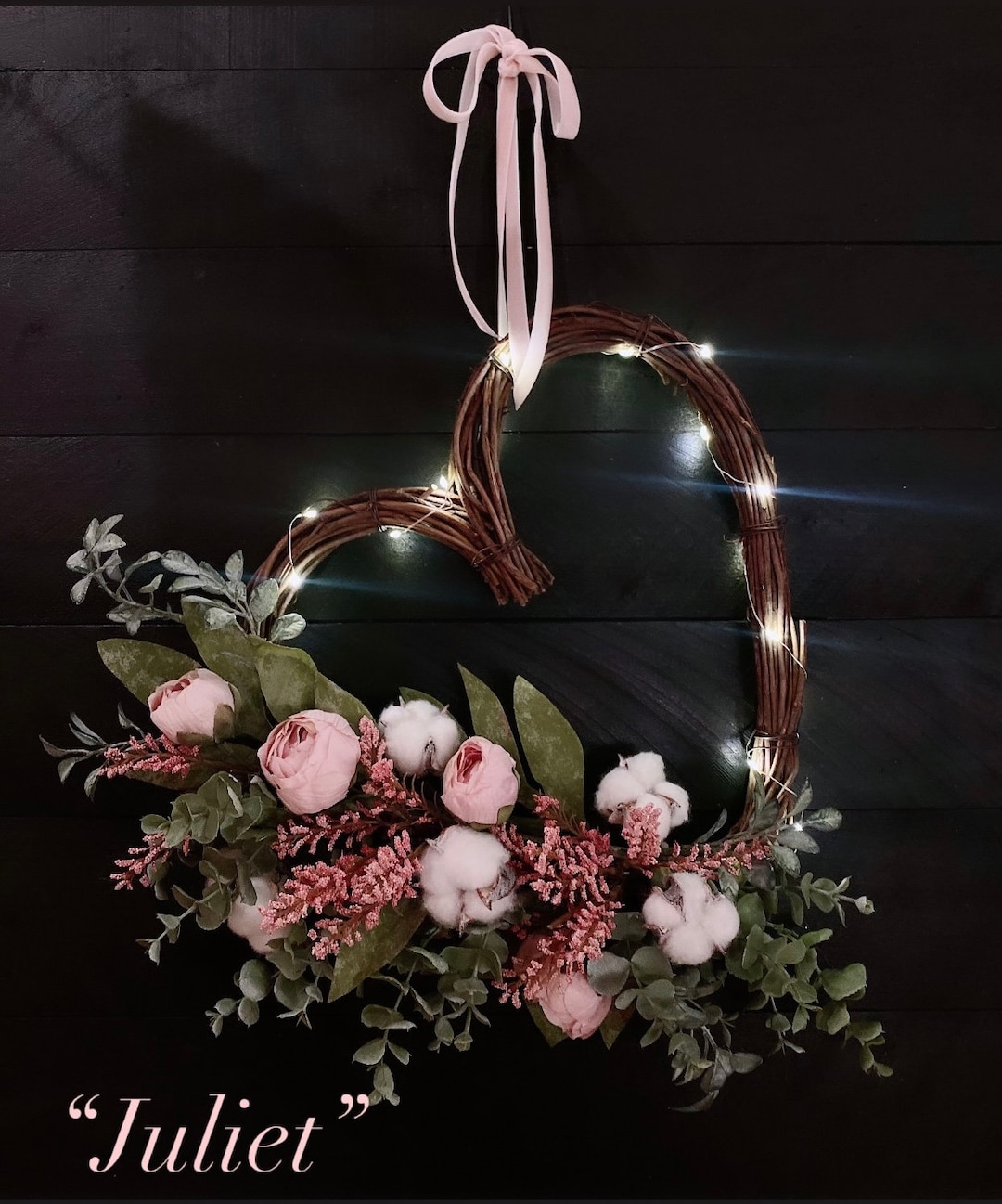 Grapevine Heart Wreath With Lights, Heart Wreath, Valentines Day Wreath ...