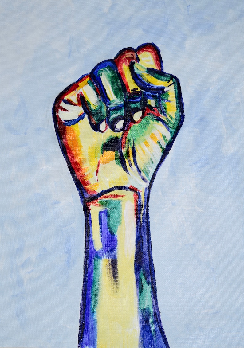 Rainbow Resist Fist, LGBTQ Art, Acrylic Painting - Etsy