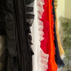Handmade Chiffon Crush Dupatta With Net Frill/ruffle Black N White ...