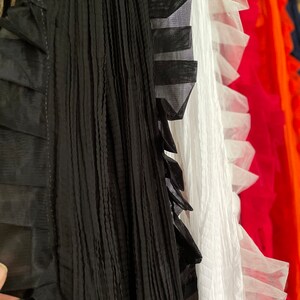 Handmade Chiffon Crush Dupatta With Net Frill/ruffle Black N White ...