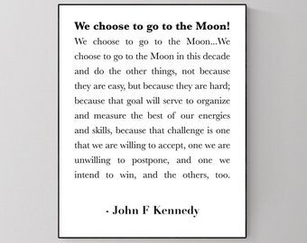JFK Quote We Choose to Go to the Moon Modern Minimalist | Etsy