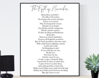 Guy Fawkes Poem - Etsy