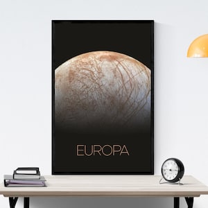 Europa Moon Art Print NASA Art Space Artwork Galilean Moon Solar System ...