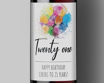 21st Birthday Wine Label, Twenty One and Legal Birthday Girl Wine Label ...