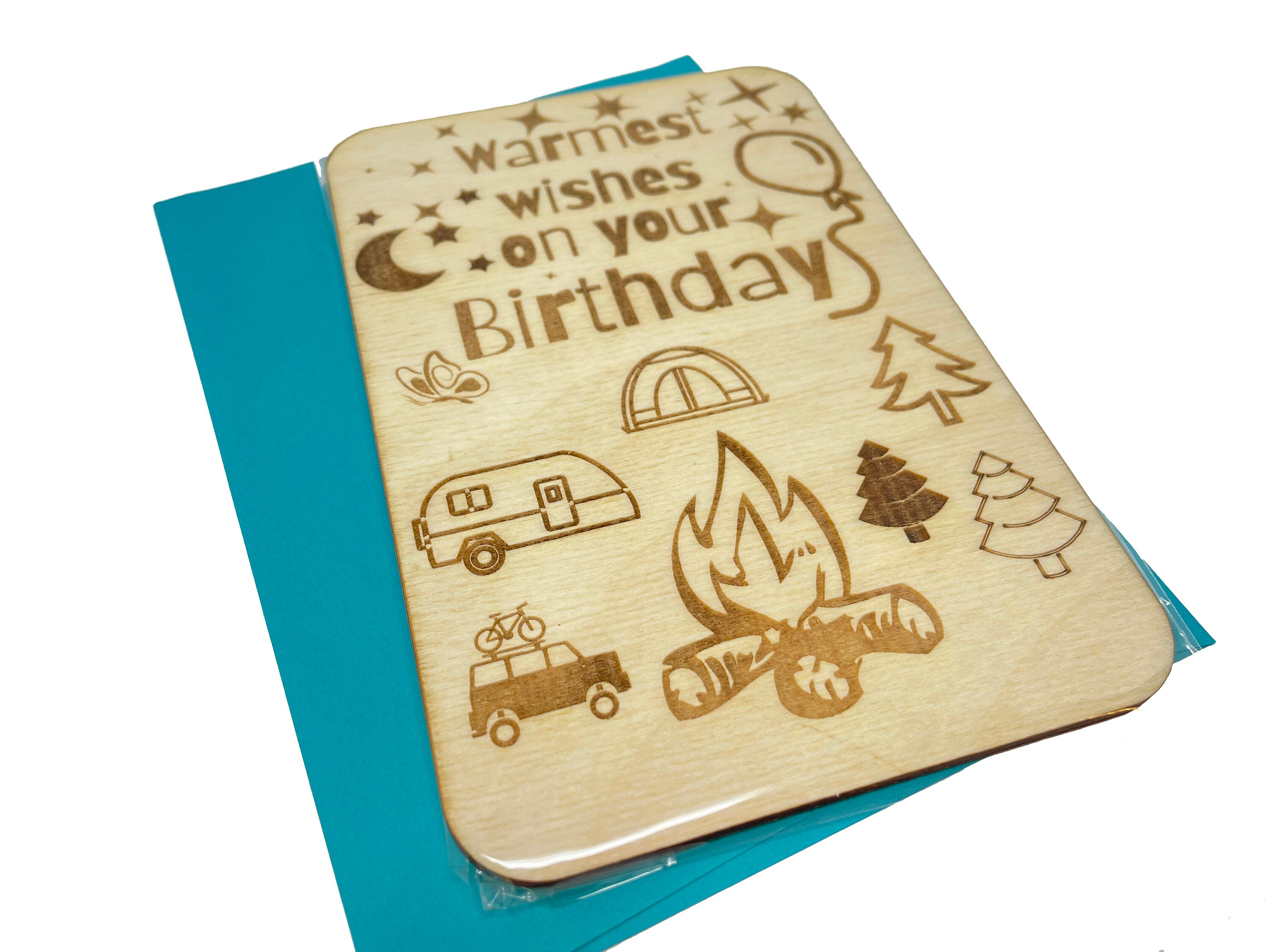 Happy Birthday Card Camping Theme Warmest Wishes On Your | Etsy