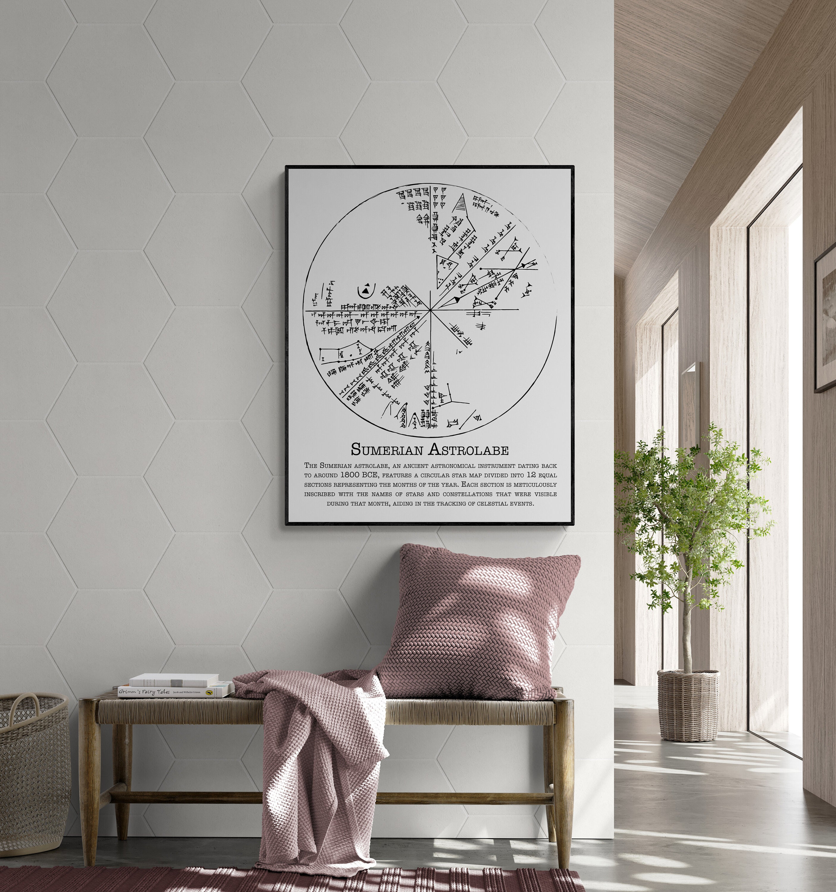 Ancient Sumerian Astrolabe Art Print - Mesopotamian Astronomy Home Wall ...