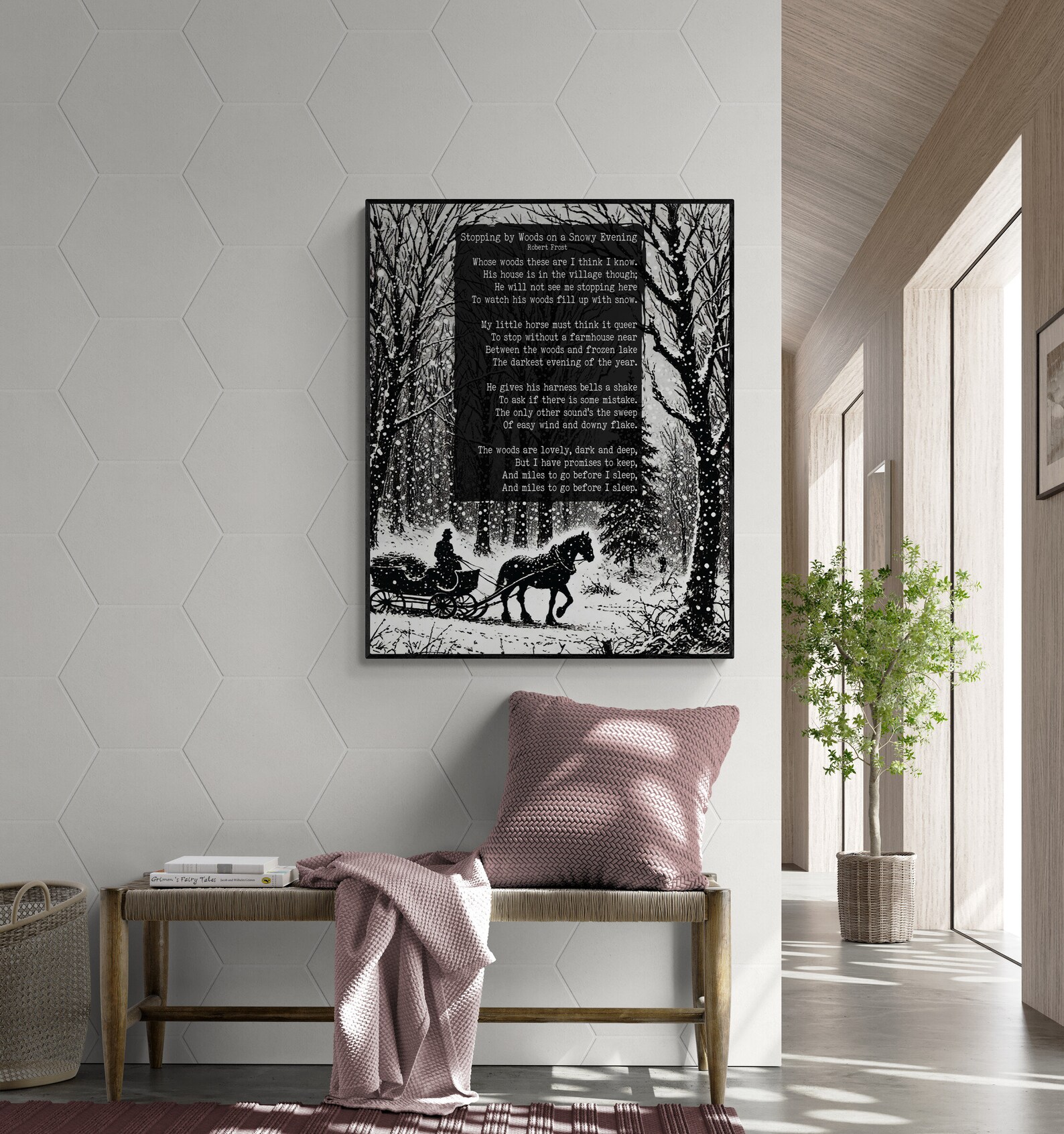 Robert Frost Quote Art Print | Stopping by Woods on A Snowy Evening ...
