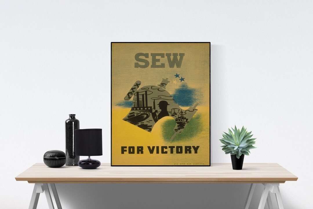 WW2 Sew for Victory Art Print | Vintage WPA Propaganda Art | Patriotic ...