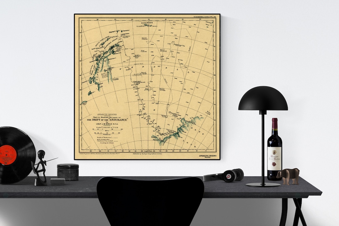 Ernest Shackleton Expedition Map Art Print | HMS Endurance | Antartica ...