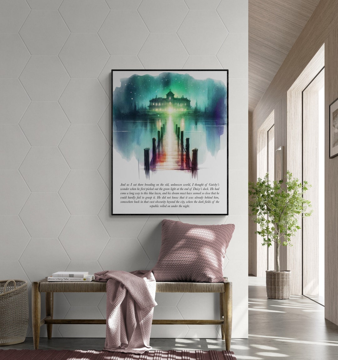 The Great Gatsby Quote Art Print | Green Light at the End of Daisy's ...