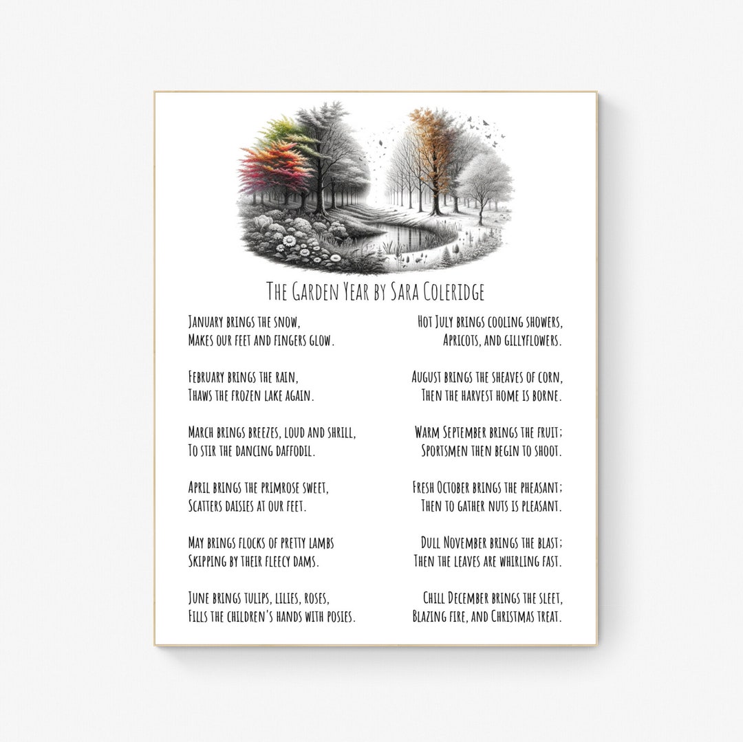 The Garden Year by Sara Coleridge Full Text Poem Art Print - Etsy