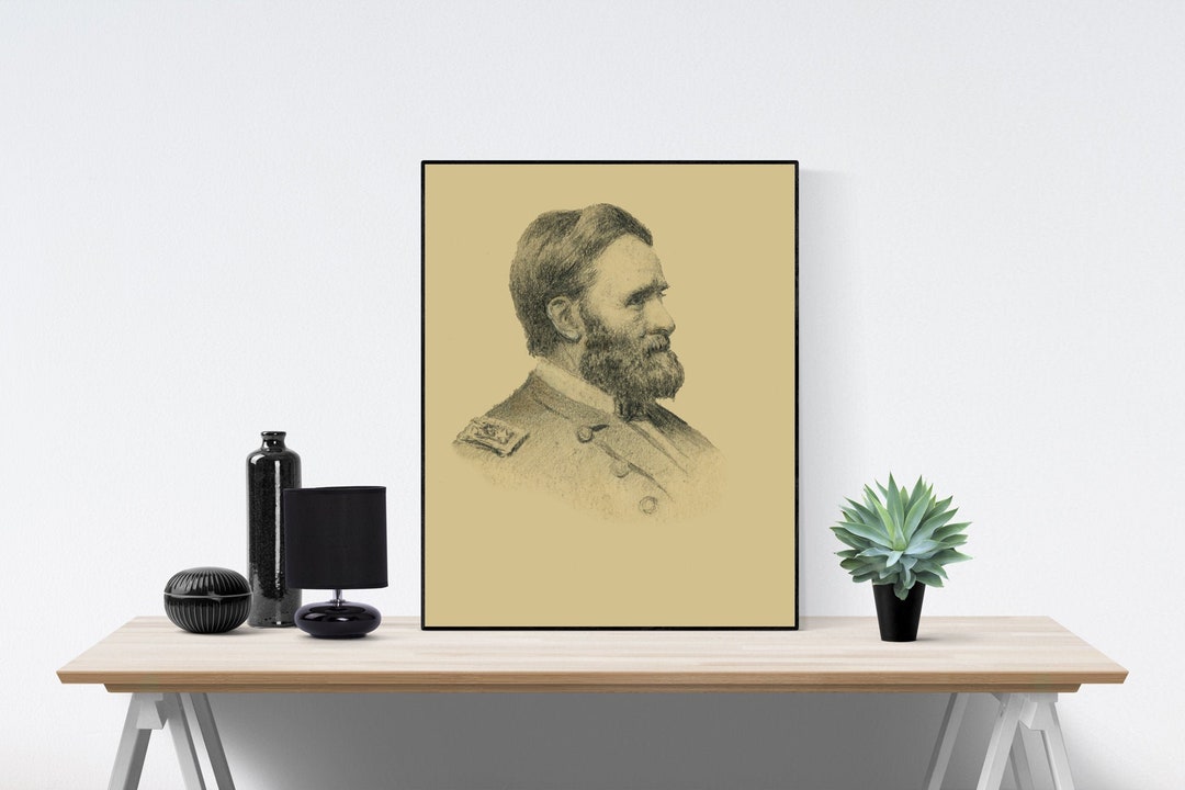 Ulysses S. Grant Vintage Portrait Art Print – Antique Civil War Pencil ...