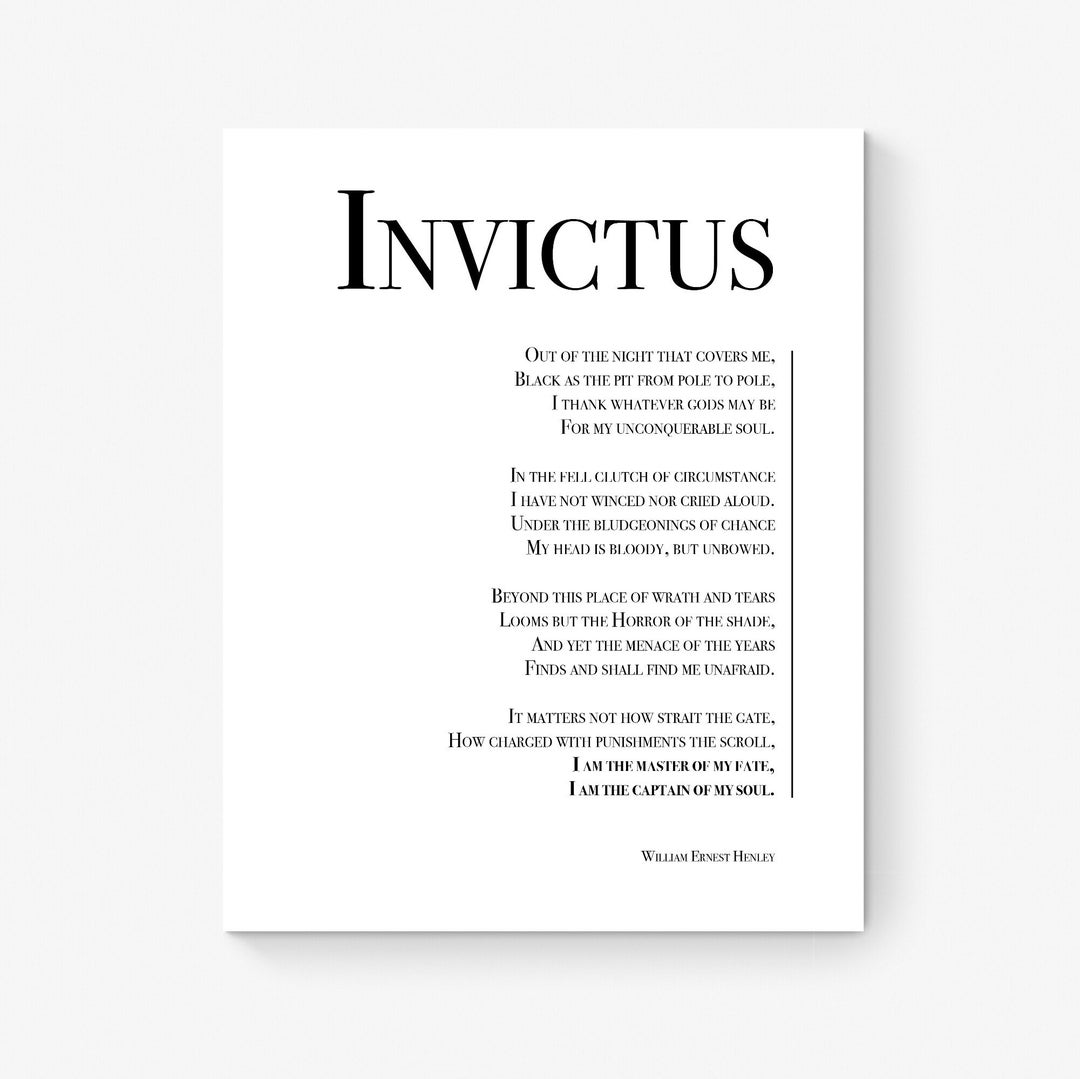 Invictus Poem Art Print | I Am the Master of My Fate | William Ernest ...