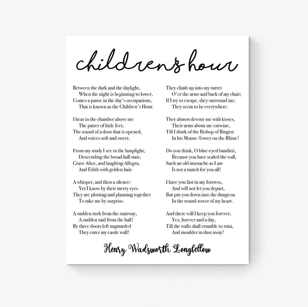 Children's Hour by Henry Wadsworth Longfellow | Poem Quote | Children ...