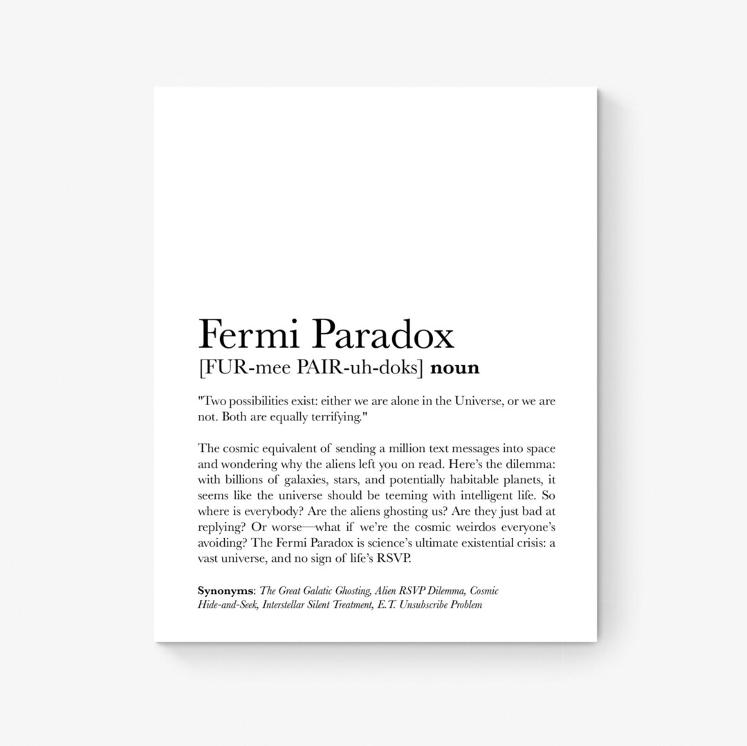 The Fermi Paradox Art Print | Principles and Paradoxes of Human ...
