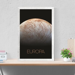 Europa Moon Art Print NASA Art Space Artwork Galilean Moon Solar System ...