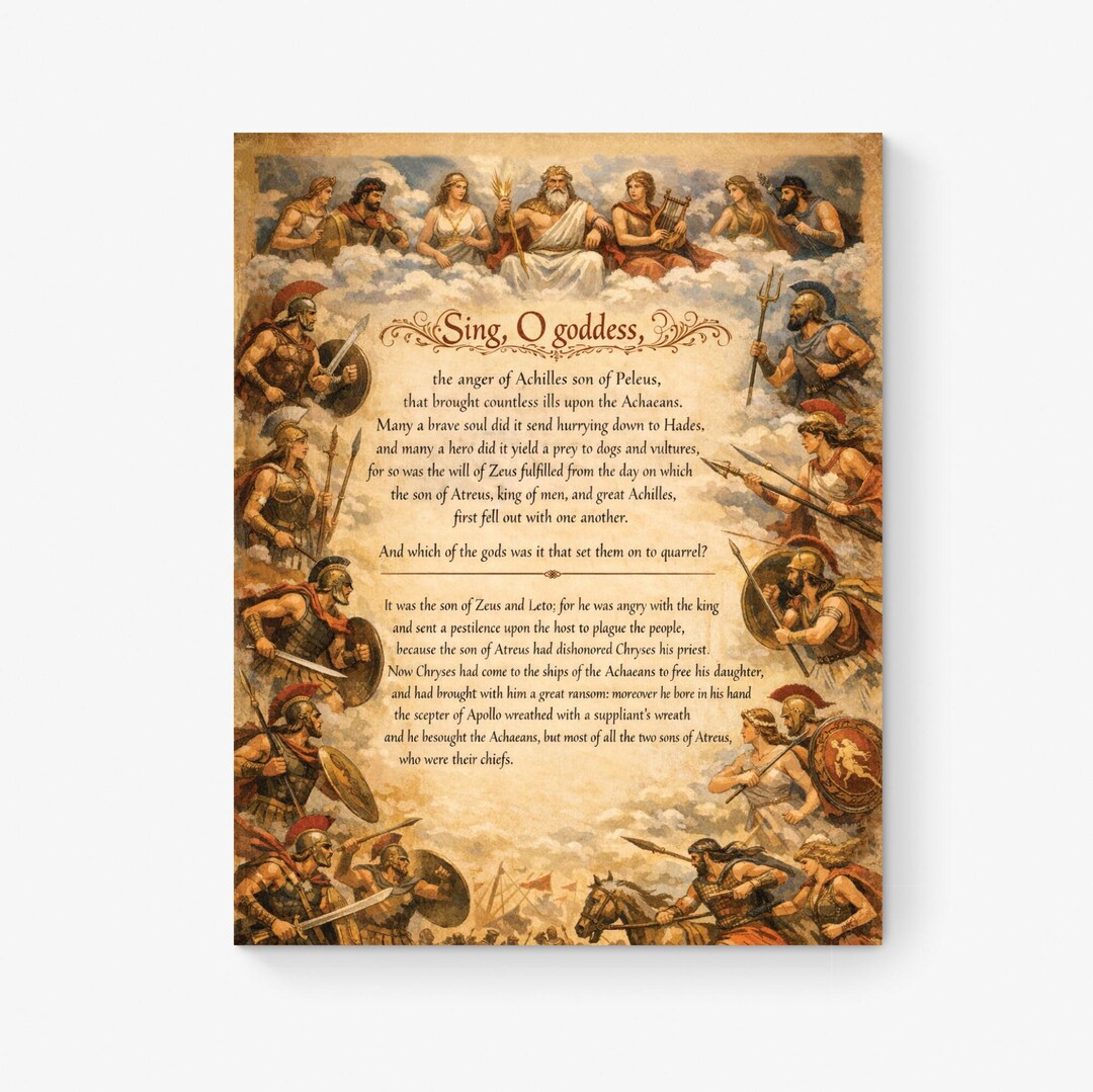 Iliad Art Print | Sing O Goddess the Anger of Achilles | Homer Poem ...