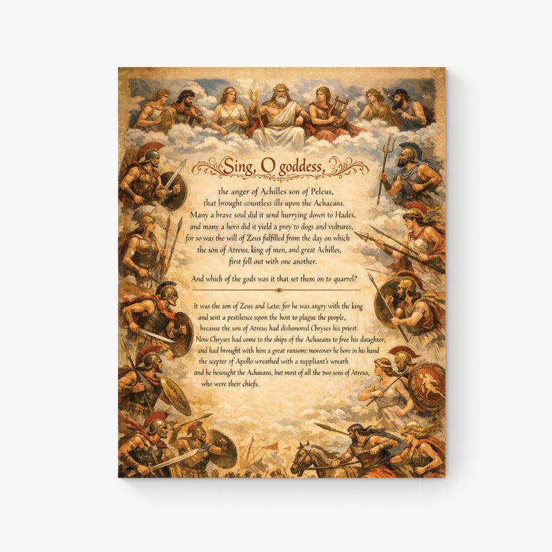 Iliad Wall Art Print | Sing O Goddess the Anger of Achilles | Homer ...