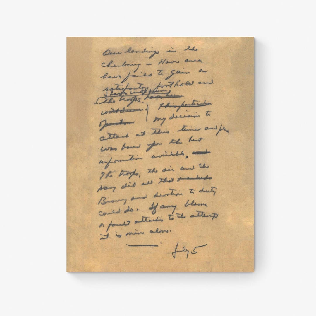 In Case of Failure Draft Letter | D-day Order of the Day | Operation ...