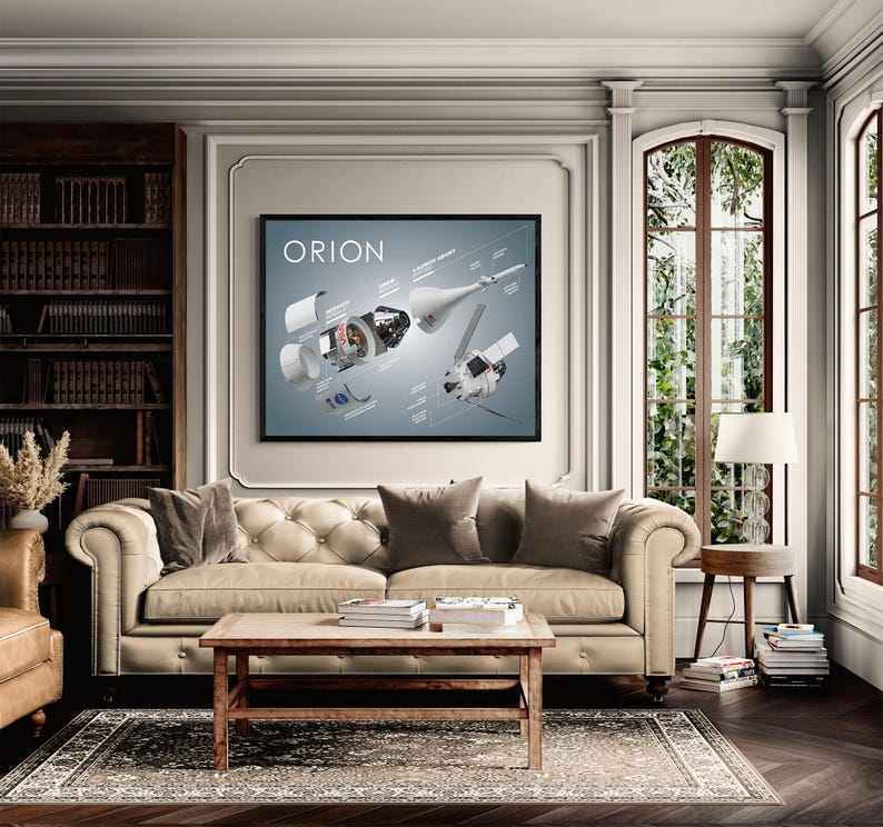 Orion Spacecraft Diagram Art Print | NASA Capsule Exploded View Poster ...