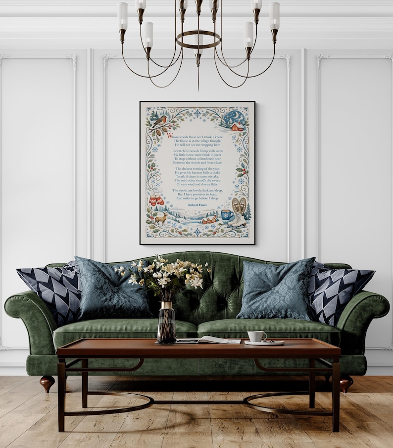 Robert Frost Art Print | Home Decor | Stopping by Woods on A Snowy ...