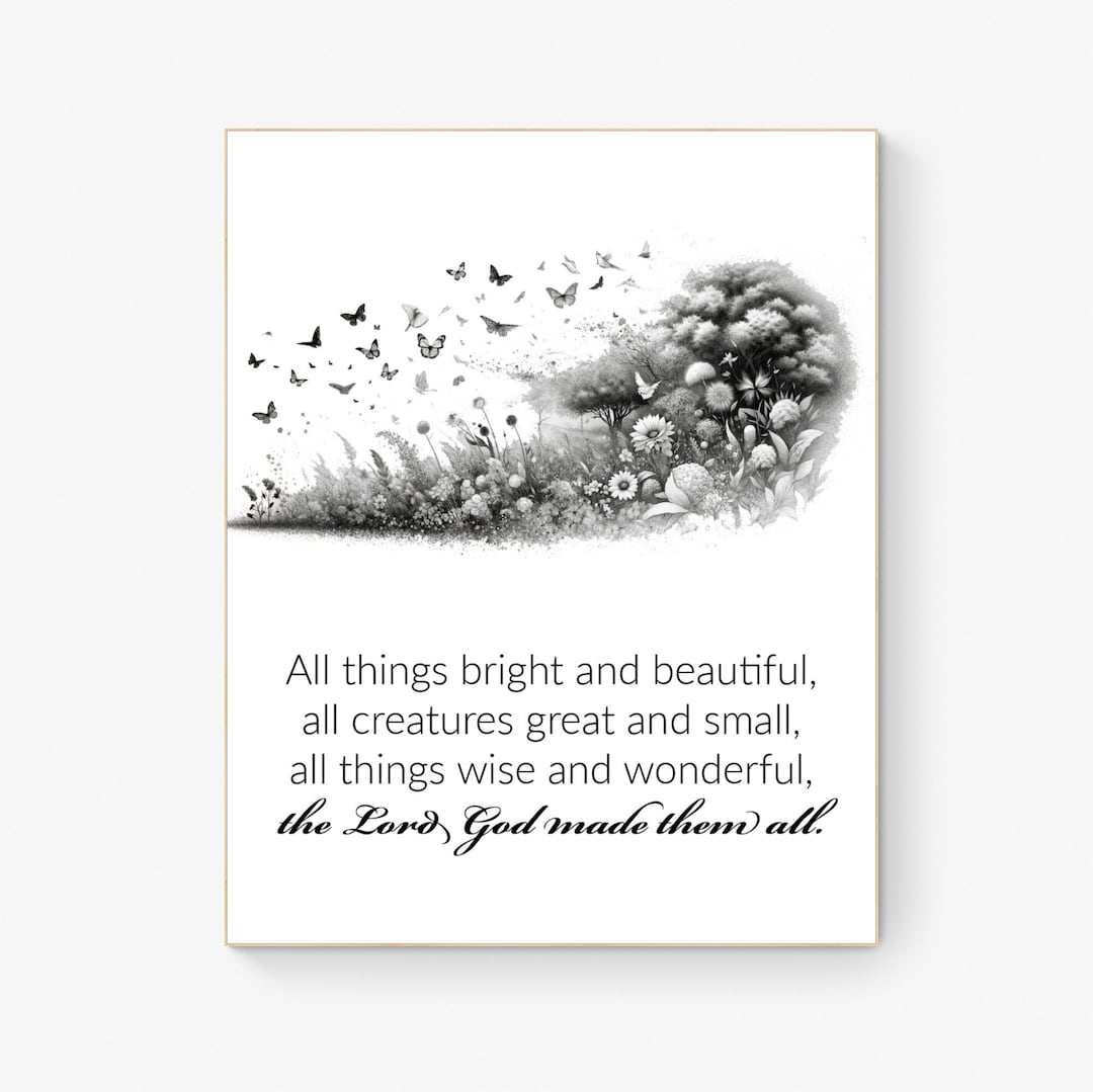 All Things Bright and Beautiful Lyrics Nature Art Print - Etsy