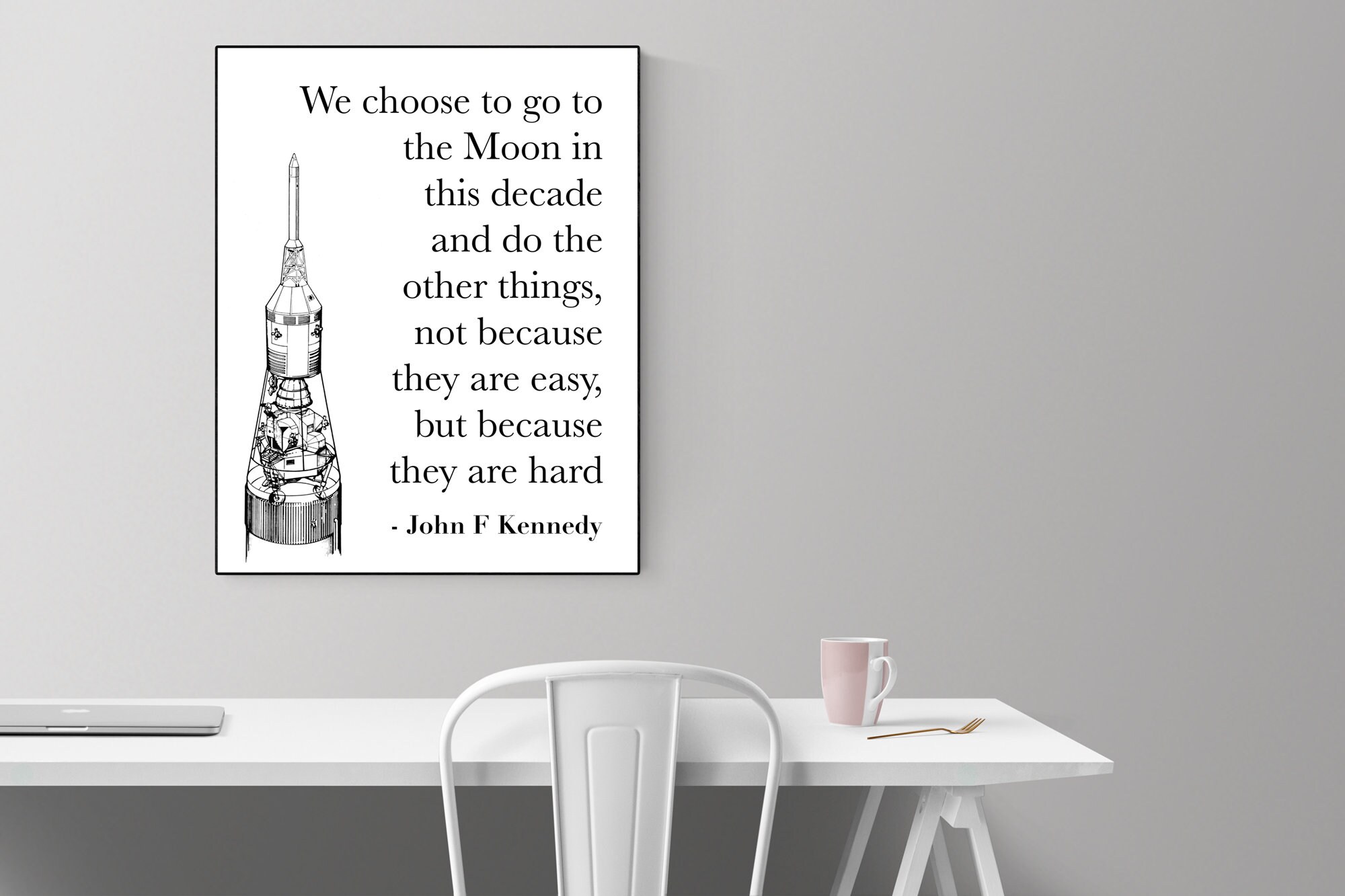 JFK Quote Art Print | We Choose to Go to the Moon | Inspirational ...