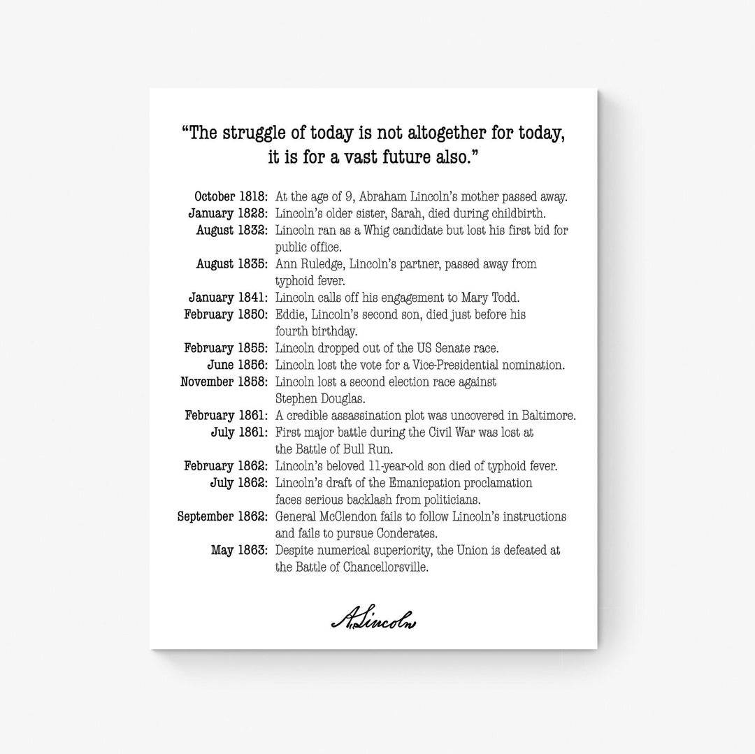 Abraham Lincoln Art Print | Perseverance Timeline | Inspirational ...