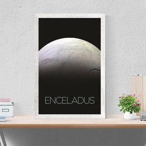 Enceladus Moon Art Print | NASA Art | Space Artwork | Solar System Art ...