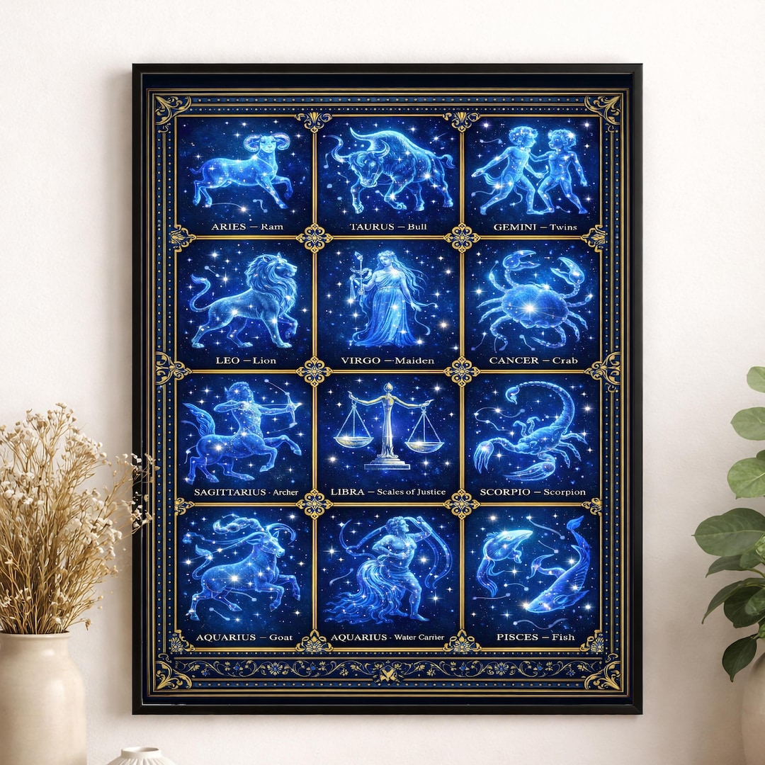 Zodiac Constellations Wall Art Print Astrology Home Decor