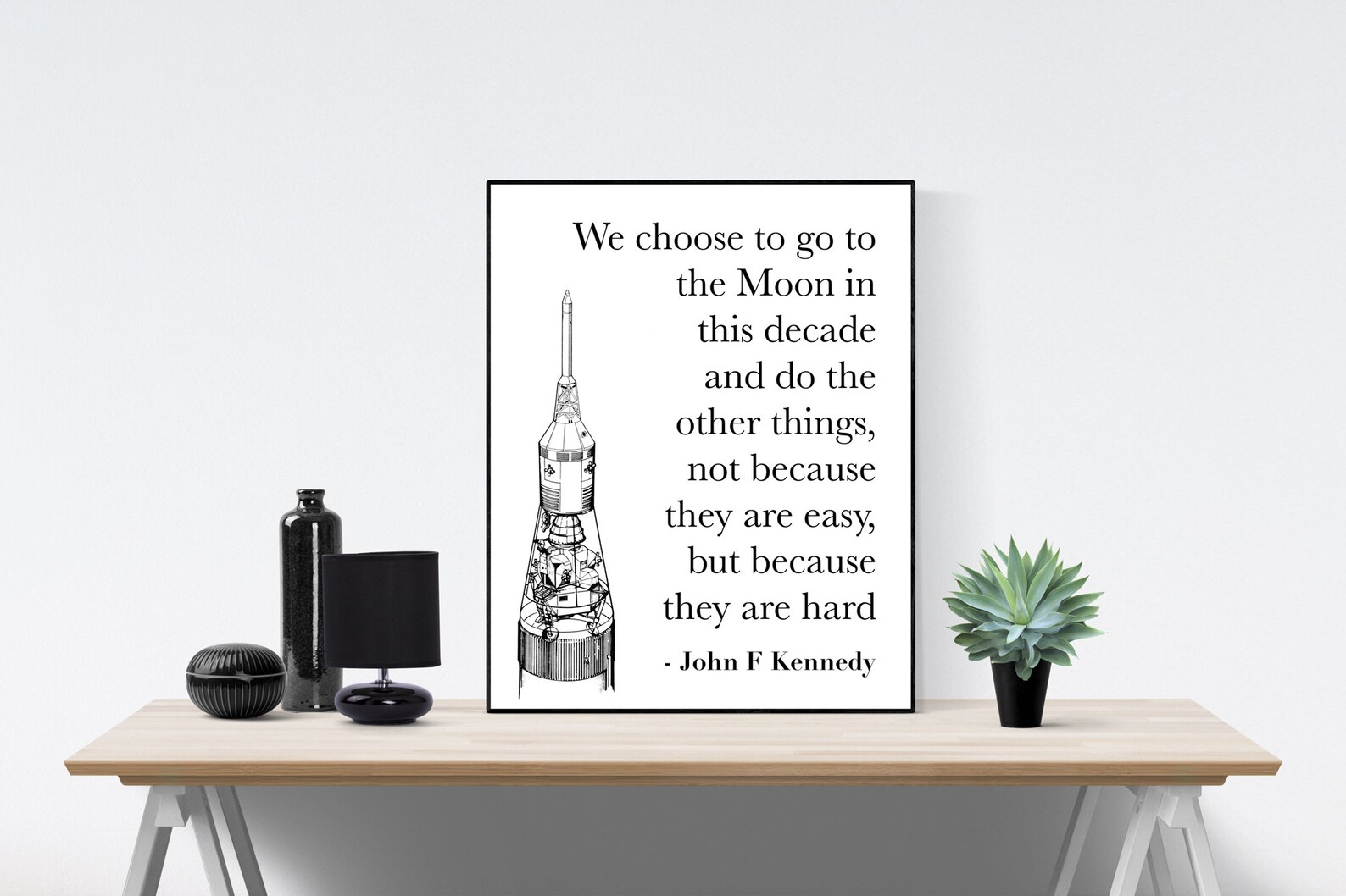 JFK Quote We Choose to Go to the Moon Modern Minimalist | Etsy
