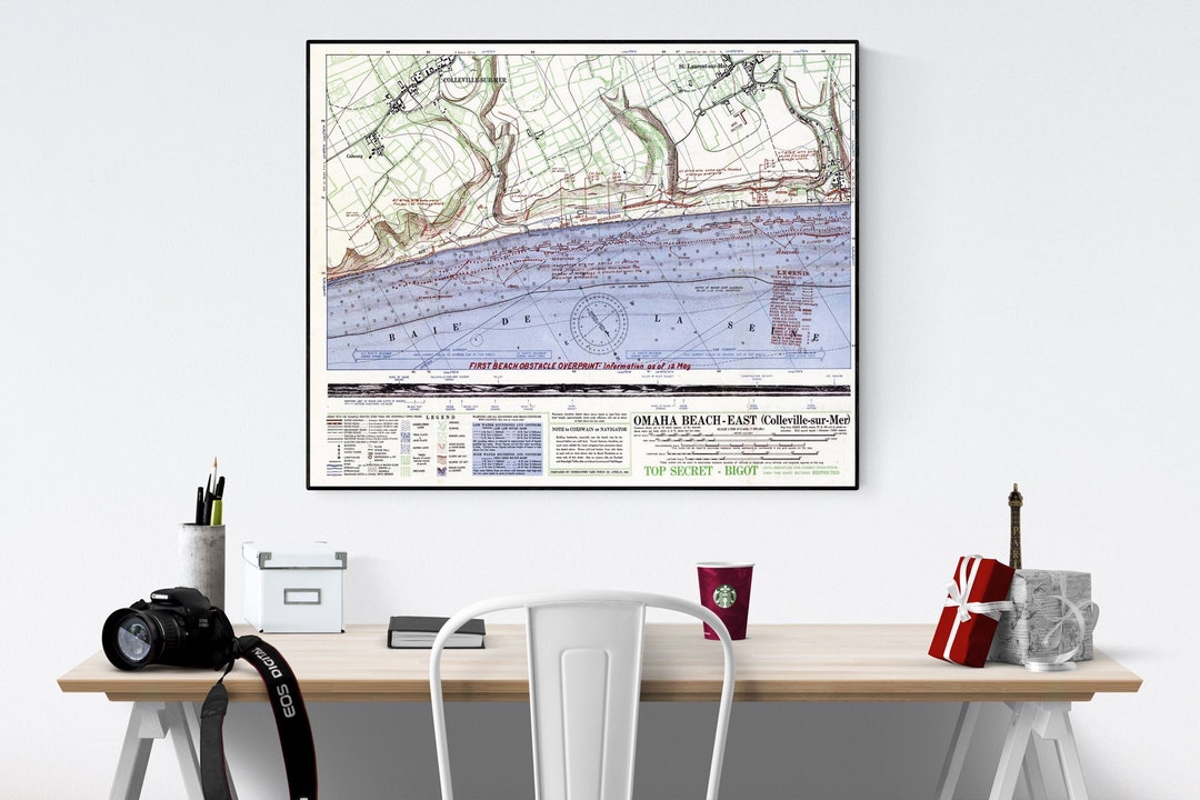WW2 Art Print | Omaha Beach Invasion Map | Operation Overlord | Dwight ...