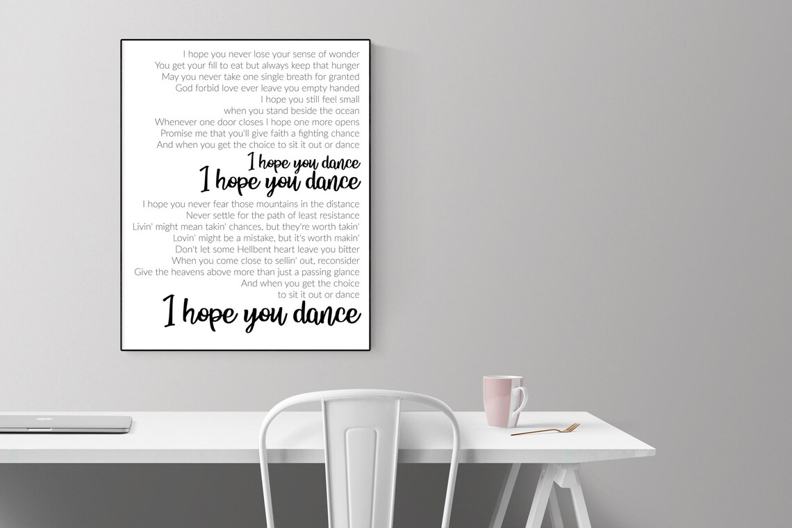 I Hope You Dance Lyrics Poster Lee Ann Womack Music Art Etsy