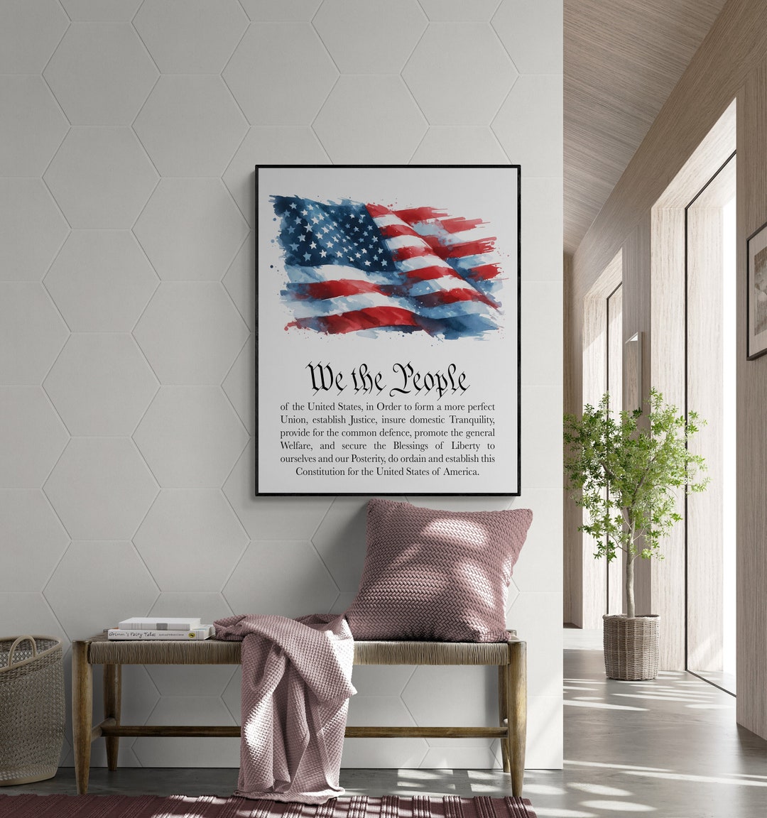 We the People Preamble Art Print – Watercolor American Flag – U.S ...