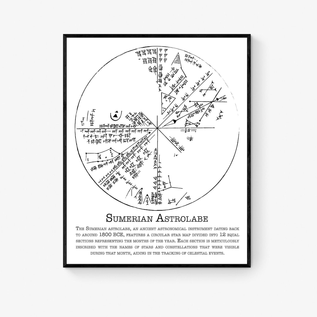 Sumerian Astrolabe Art Print | Mesopotamian Astronomy Chart | Home Wall ...