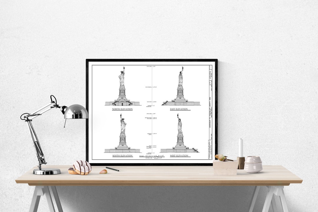 Statue of Liberty Blueprint Art Print – Historic 1886 Architectural ...