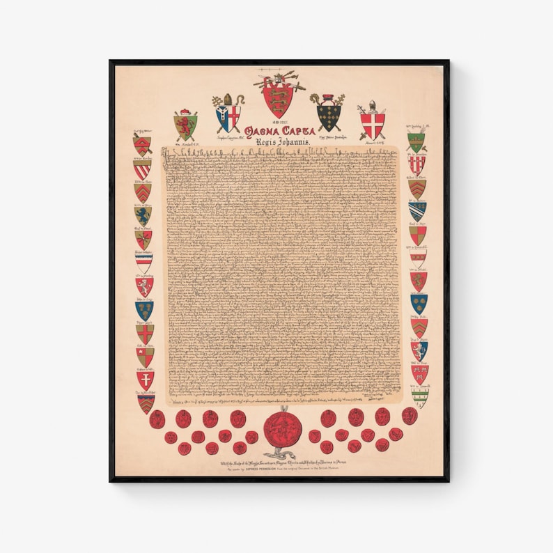 Magna Carta Art Print | History Reproduction | Politics and Coat of ...