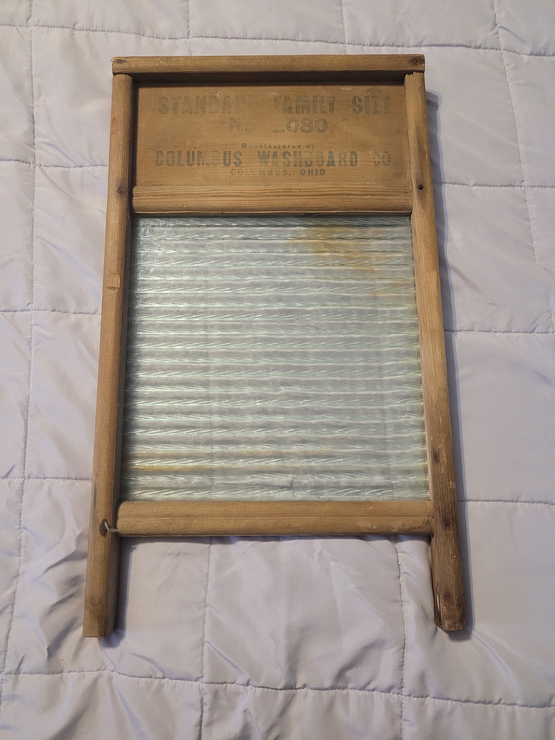 Antique 'crystal Cascade' Glass Washboard Standard Family Size No. 2080 ...