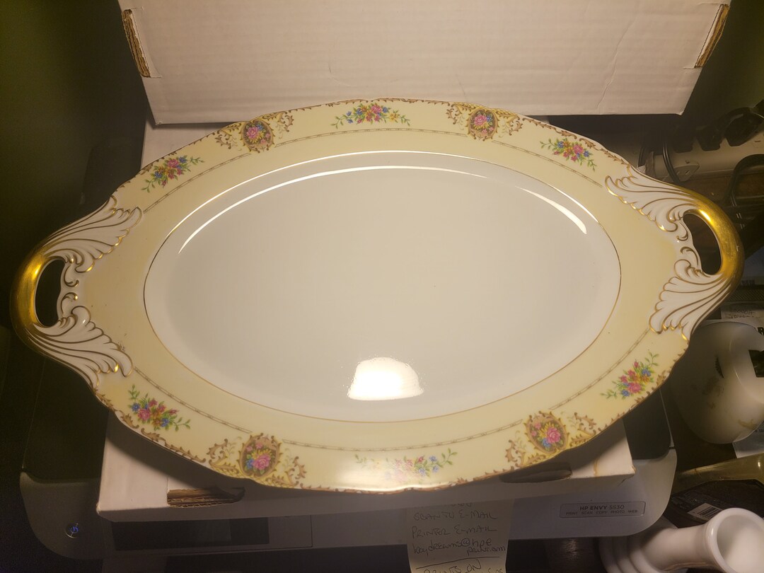 Antique Porcelain China Large Serving Platter 'patricia' by Black Knight Waldenburg Studios ...