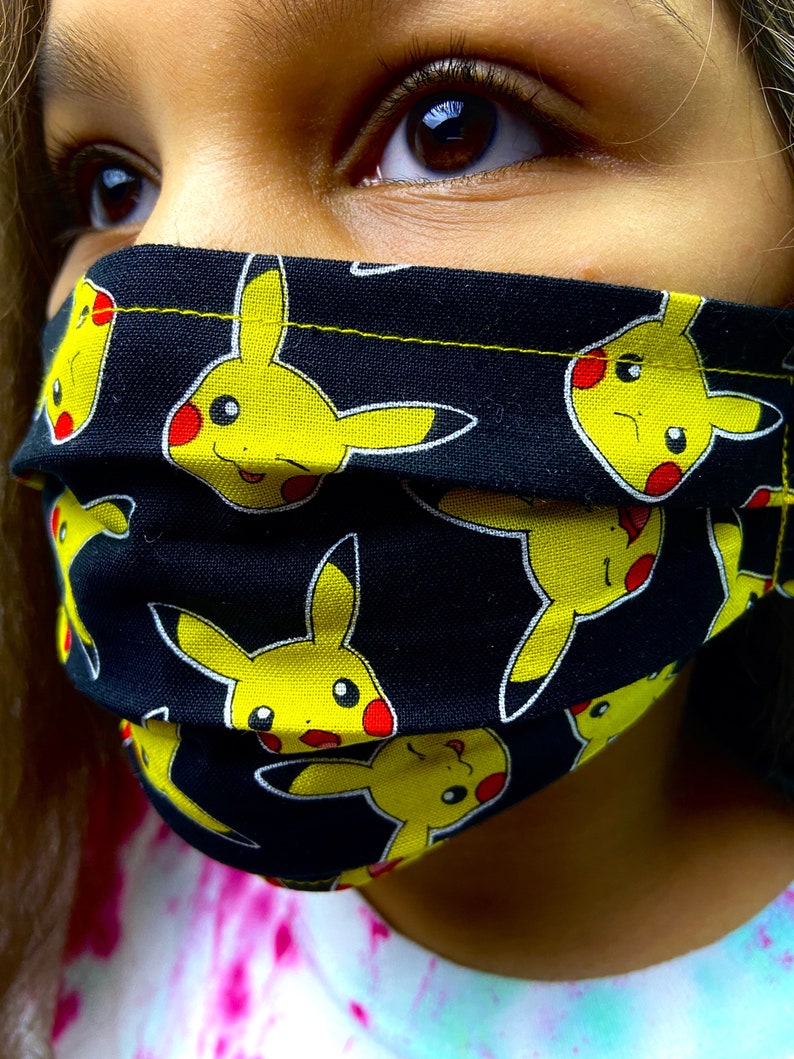 Childrens Face Mask Pikachu Organic Cotton Gauze 2 Layer | Etsy