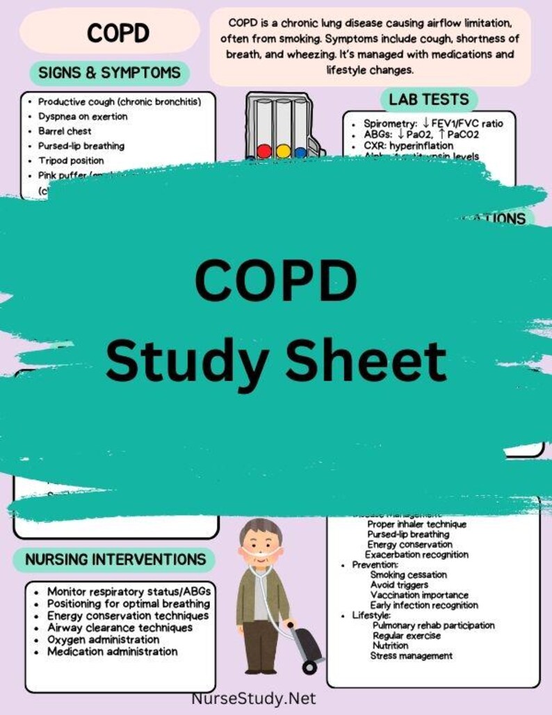 COPD Nursing Study Sheet - Etsy